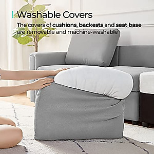 LINSY HOME Modular Sectional Sofa, Convertible L Shaped Sofa Couch with Storage, Modular Sectionals with Ottomans, Small Sofa Couch with Chaise for Small Space, Living Room, Gray