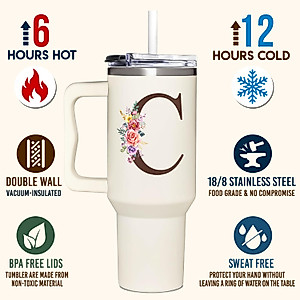 Personalized Gifts For Women - Personalized Gifts For Birthday, Christmas - Monogrammed Gifts Customized Gifts For Woman, Mom, Wife, Best Friend, Sister, Coworkers - Custom Tumbler With Handle 40oz