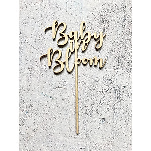 Baby In Bloom Wood Cake Topper, Personalized Cake Topper, Customized Spring Baby Shower Cake Topper, First Birthday Cake Topper