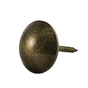 decotacks® 500 PCS Heavy Duty Antique Brass Finish Upholstery Tacks, Sofa Nails, French Natural Thumb Tack,Push Pin, 7/16" Head Dia [Antique Brass, French Natural] DX0511AB500