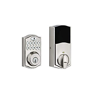 Kwikset 914 Traditional Keypad SmartCode Electronic Deadbolt Smart Lock featuring SmartKey Security and ZigBee 3.0 Technology in Satin Nickel
