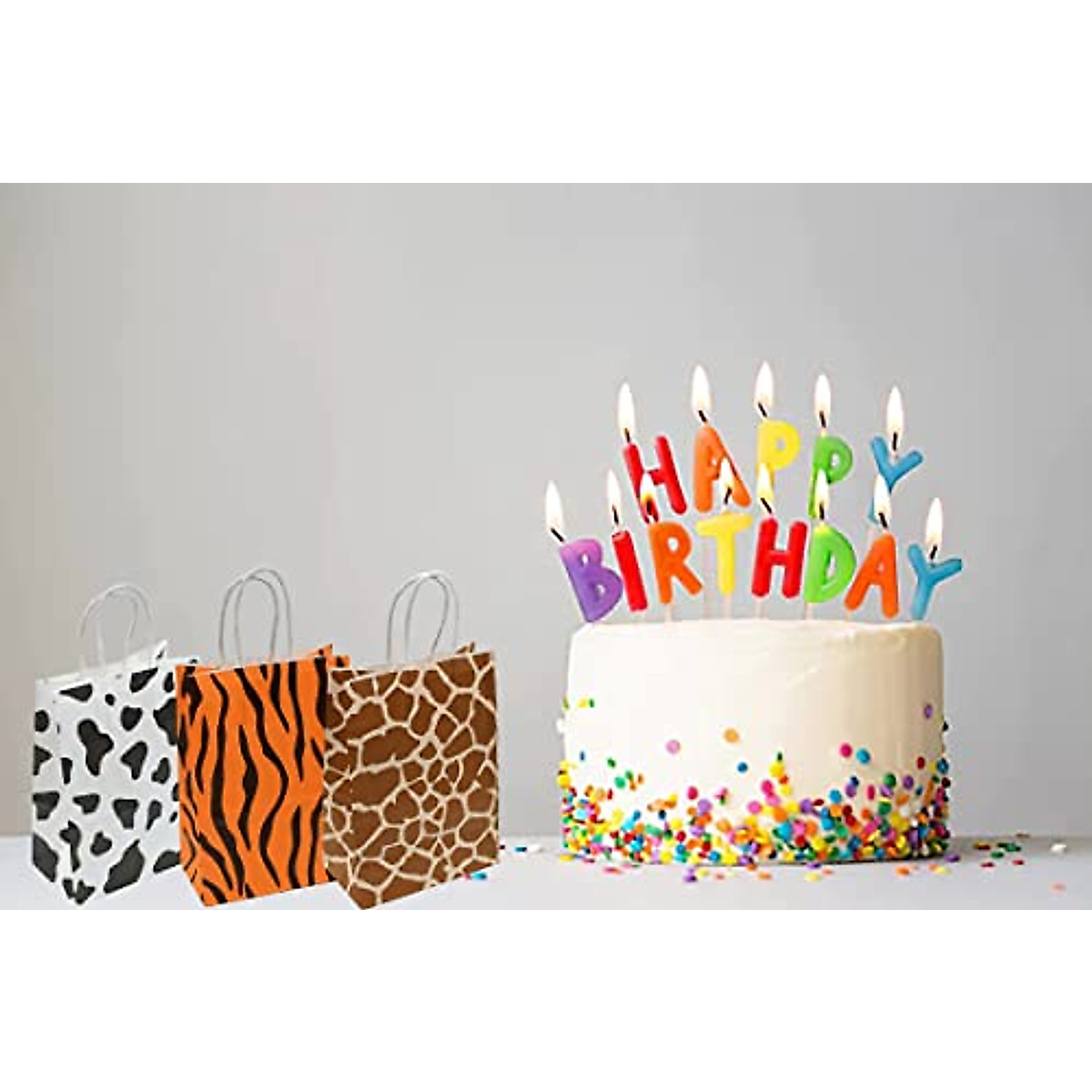 YYaaloa 30PCS Small Gift Bags with Handle Bulk 6 styles Animal Print Party Favor Paper Shopping Bags for Kids Birthday Xmas Party Supplies Retail Bags (animal Print 02, Small 30pcs)
