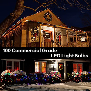 100 LED C9 Christmas Lights 66ft Green Wire Commercial LED Strawberry String Lights Outdoor Indoor C9 Bulbs Xmas Decorative Light Strand for Garden Yard Party Home Wreath Garland Christmas Tree (RGB)