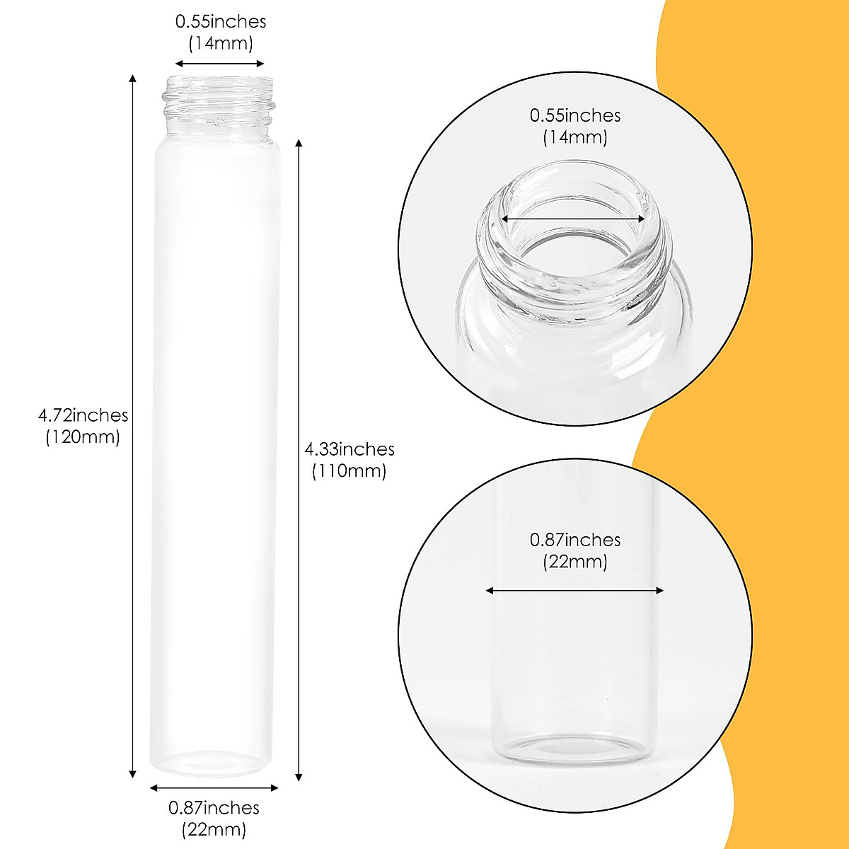 Cadbibe 30ml Glass Clear Test Tubes with Screw Caps and Plastic Stoppers, Liquid Sample Vial, Leak-Proof Flat Test Tubes, 24PCS