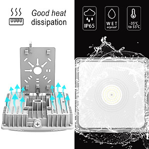 LED 75W Canopy Light Outdoor, Super Bright 5000K Daylight 9750LM IP65 Waterproof Outdoor Carport Ceiling Light, AC100-277V for Commercial Canopy Lights, Gas Station, Garage, Shop Lighting(1 Pack)