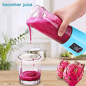LSXX Portable Blender Mini Juicer Cup Personal Blender Rechargeable with USB Travel Smoothie Blender Juice Mixer for Shakes、Smoothies、Fruit Juice、Milk Home