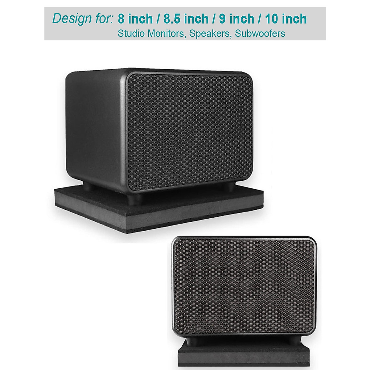 2-Pack for 8''- 10'' Studio Monitor Noise Isolation Pads Subwoofer Platform Speaker Riser 3-Layer Acoustic Stand Foam Stereo Vibration Isolation Stabilizer Base (15.5'' x 13'')