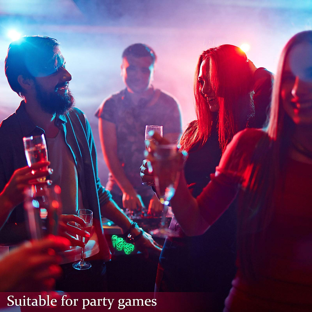 Sumind Glow in The Dark Dice 6 Sided Dice with Black Velvet Pouches for Table Board Games, Party Favors, Toy Gifts(54 Pieces)