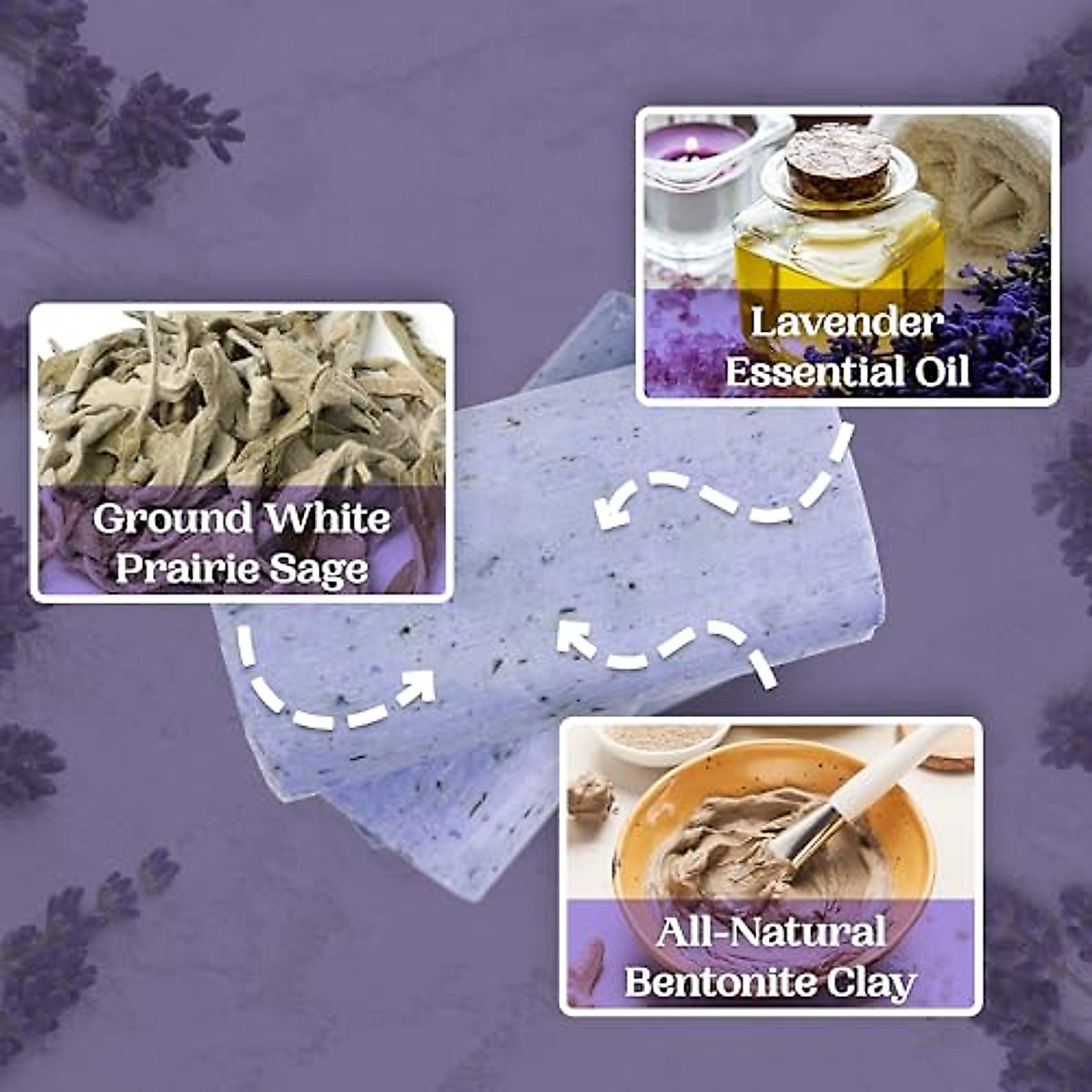 Amish Farms Natural Soap Bar, Exfoliating Sage, Lavender Scent, Made in USA - Vegan Face & Body Soap Scrub for Sensitive Skin - No Parabens or SLS Soap, Handmade Soap (4 Bars)