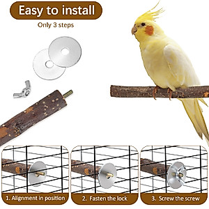 KaKaPops Bird Perches 9 Pack Parakeet Toys Wooden Parrot Stand Branch, Bird Cage Accessories with Bird Feeding Cup, Bird Toys for Cockatiels Small Birds