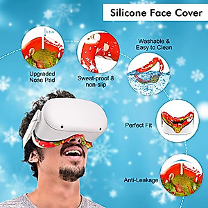 YIZEIJOB VR Accessories for Meta Quest 2, Protective Silicone Cover Set Compatible with Oculus Quest 2, Chrismas Gift Unique Patterns to Dress Up Quest 2 Headset & Controllers