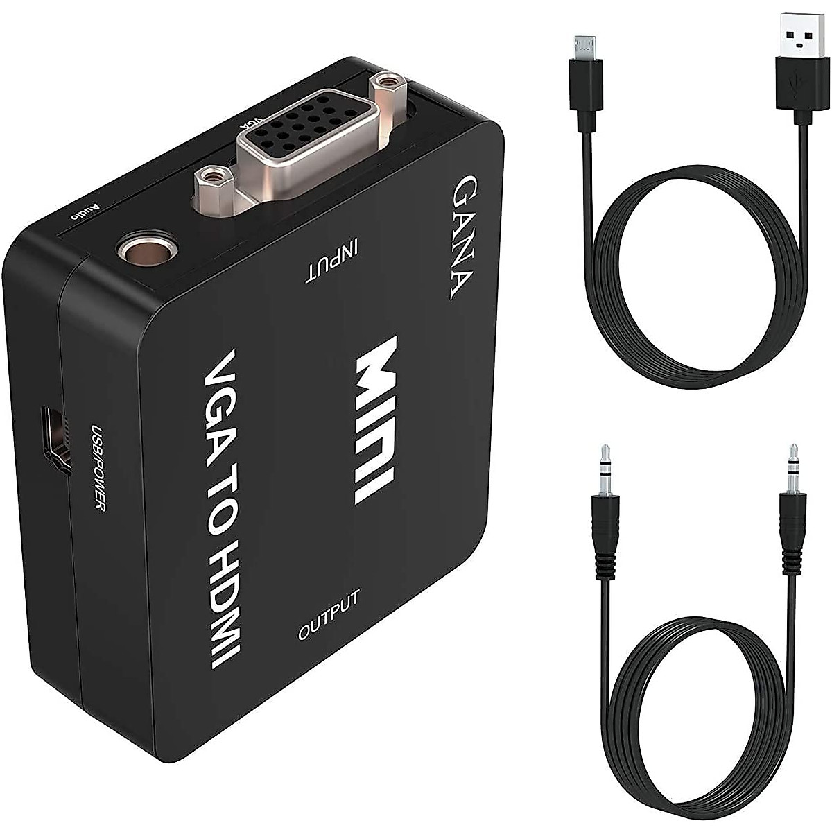 GANA VGA to HDMI Adapter, Mini Vga Adapter Box Steadily Convert Full HD Audio Video Below 1080P from VGA to HDMI, Support HDTV PC Laptop Monitor Computer Mac Projector