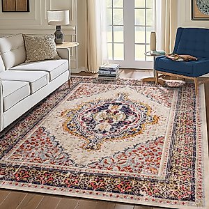 Bairichmat 6x9 Area Rugs Living Room Rug,Machine Washable, Boho Rug for Living Room Bedroom, Ultra-Soft Non-Slip Stain Resistant Vintage Rugs for for Kitchen Dining Room Office,Soft,Easy Clean
