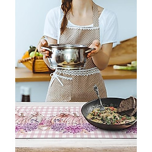 Heat Resistant Mats for Countertop, Hello Autumn Thanksgiving Pumpkins Pink Plaid Waterproof Non-Slip Mats Kitchen Counter Protector, Rolled Up Kitchen Counter Mat for Air Fryer, Oven, Microwave