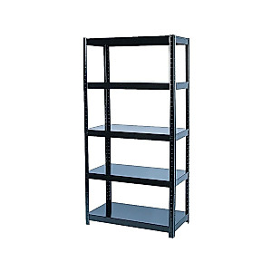 Safco 5 Shlef 36X18X72 Boltless Shelving Rack, Heavy Duty 850lbs Per Shelf, Organize Home, Office, Garage, Classroom and More, Black