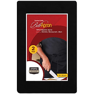Utopia Wear Chef Kitchen Bib Aprons (2-Pack, Black)