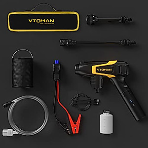 VTOMAN ToolCore V32 Cordless Pressure Washer with Jump Starter, Portable Pressure Washer, Power Water Cleaner with 6-in-1 Nozzle, 6m Hose, for Washing Car, Windows, Floor