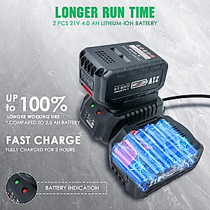 PFCTART 1/2 Inch 800Nm Brushless Impact Wrench Kit, 2x4.0Ah Batteries, 6 Sockets, Storage Tool Box for Car Tire Truck RV