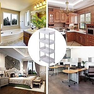 Generic Slim Rolling Storage Cart for Laundry Room Organization, 4 Tier Assemble Mobile Shelving Unit with Wheels Rolling Utility Cart Storage Rack for Kitchen