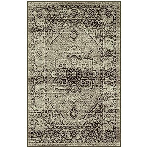 Maples Rugs Distressed Lexington Kitchen Rugs Non Skid Accent Area Floor Mat [Made in USA], 2'6 x 3'10, Brown/Neutral
