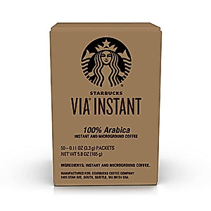 Starbucks VIA Instant Coffee—Medium Roast Coffee—Pike Place Roast—100% Arabica—1 box (50 packets)