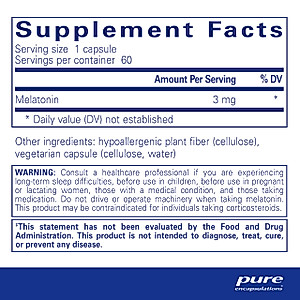 Pure Encapsulations Melatonin 3 mg - Antioxidant Supplement to Support Natural Sleeping & Relief of Occasional Sleeplessness - for Natural Sleep Support* - 60 Capsules