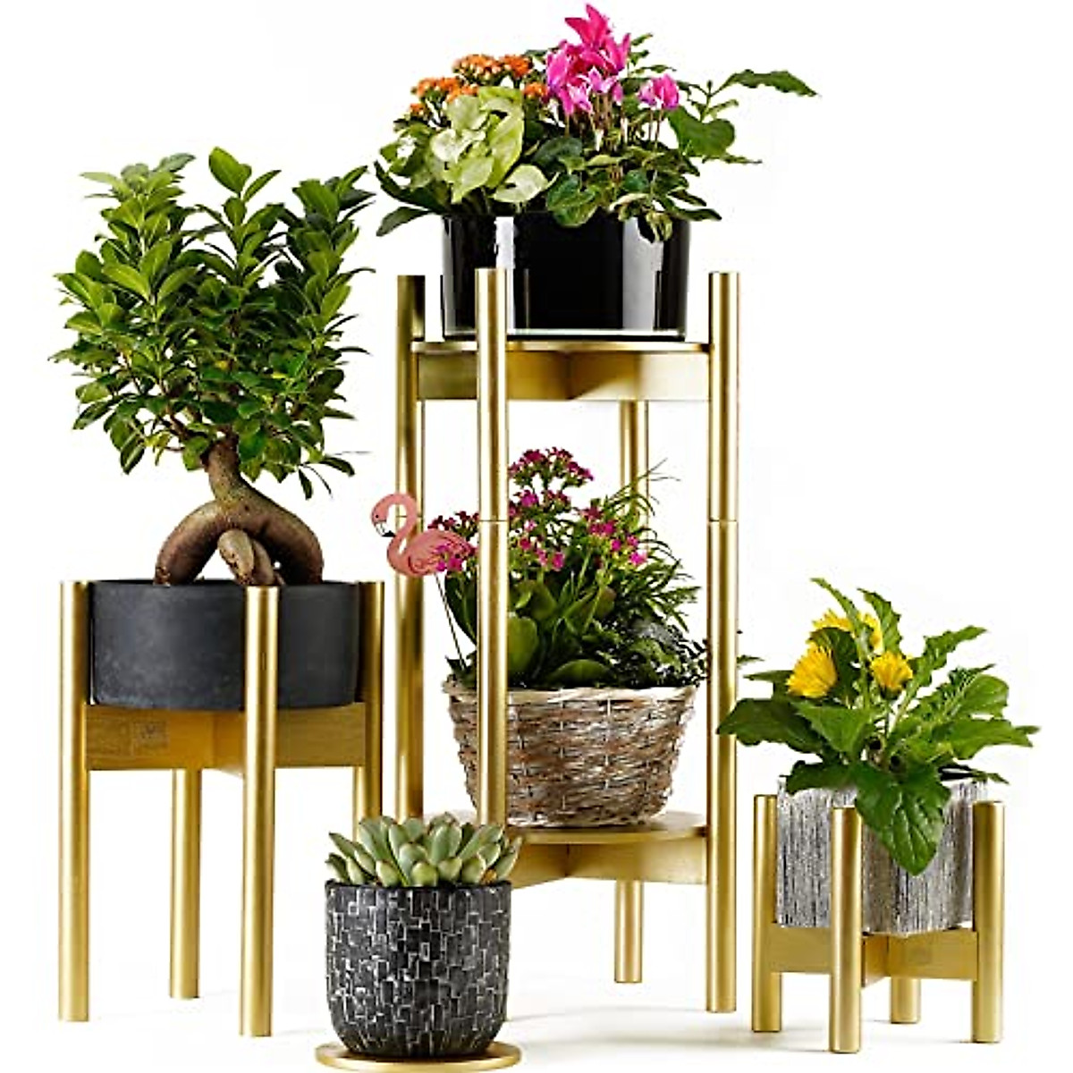 ZPirates Golden Tall Plant Stand Indoor - Tall 26-inch, 12-inch Wide Top - Holder for Small and Large Planter Pots and Flower Vases