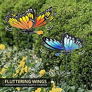 Exhart Garden Stake, Set of 6 Butterfly Garden Stakes, WindyWing Outdoor Garden Decor and Yard Art, 6 x 4.5 x 16 Inch