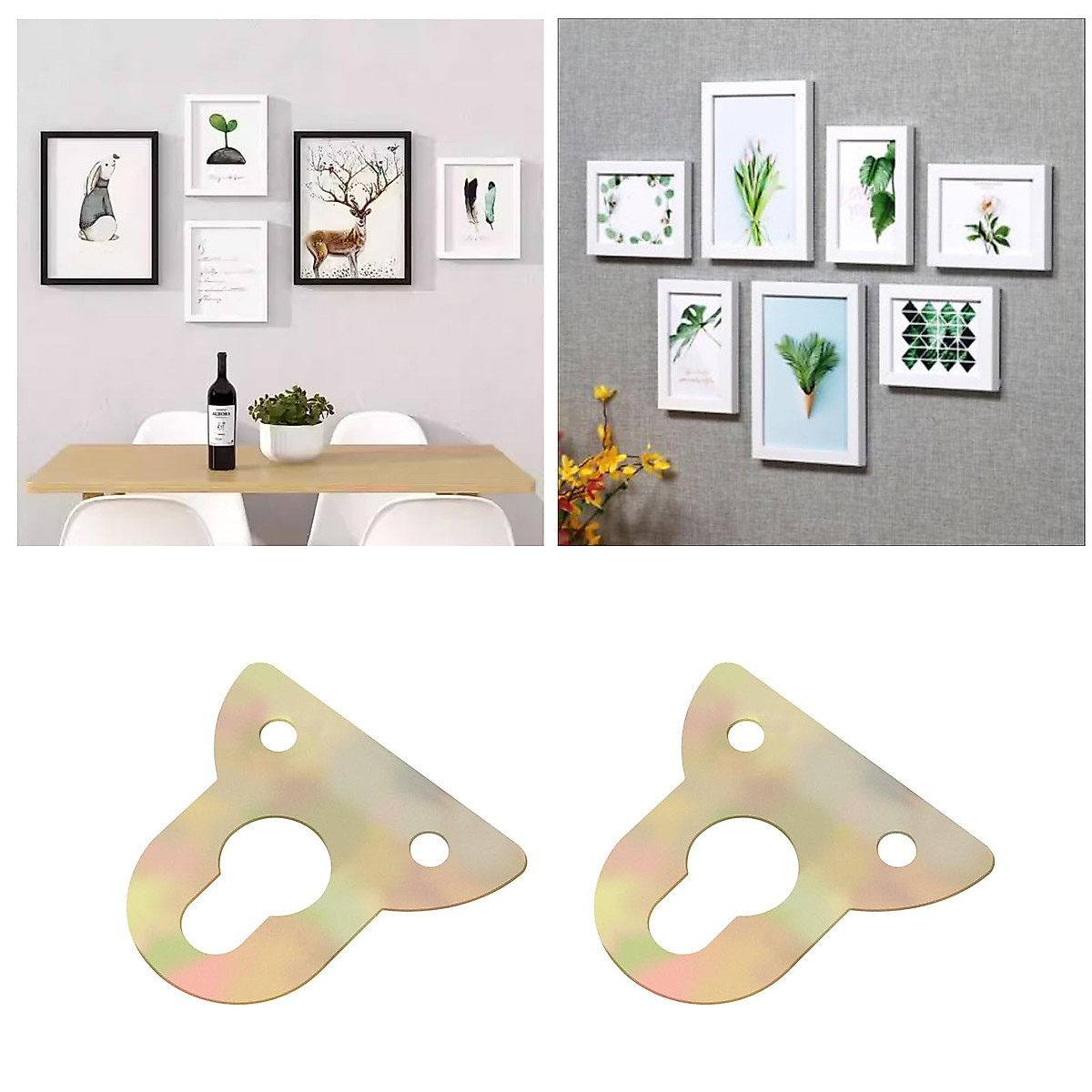 eMagTech 100Pcs Photo Frame Hanging Plate Mirror Picture Holders Metal Hidden Mirror Clip Holders Accessories for Slotted Mirrors Glass Panels Picture Frames