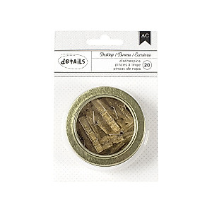 American Crafts Office Tins 2.5 Inch Tin Clothespins Gold Glitter 20 Piece