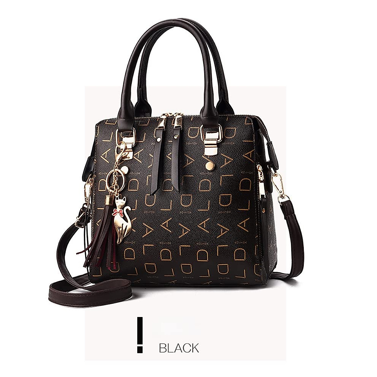 HHAMZONE Purses and Handbags for Women PU Leather Top Handle Satchel Fashion Ladies Shoulder Bag Tote Purse Messenger Bags (Black)