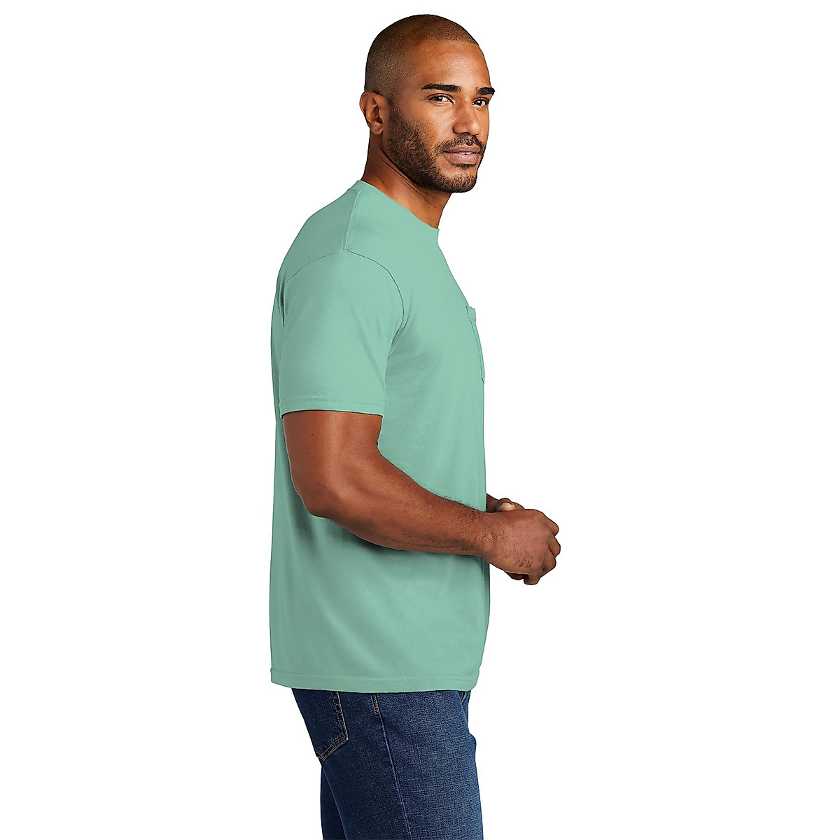 Comfort Colors Men's Adult Short Sleeve Pocket Tee, Style 6030 (Large, Chalky Mint)