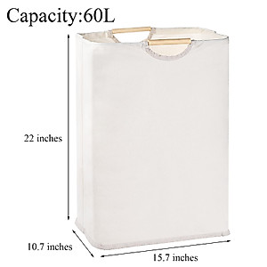 Coloch Set of 2 Large Laundry Basket with Handle, 60L Collapsible Clothes Hamper Waterproof Laundry Bins Freestanding Storage Basket for Clothes, Blanket, Toy, Bathroom, Living Room, Beige