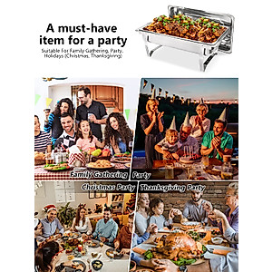 Granvell Rectangular Chafing Dish Buffet Set, Catering Food Warmer for Parties, Wedding, Birthday, Christmas, Chafing Server Dish, 8QT Water Pan, 4 Pack