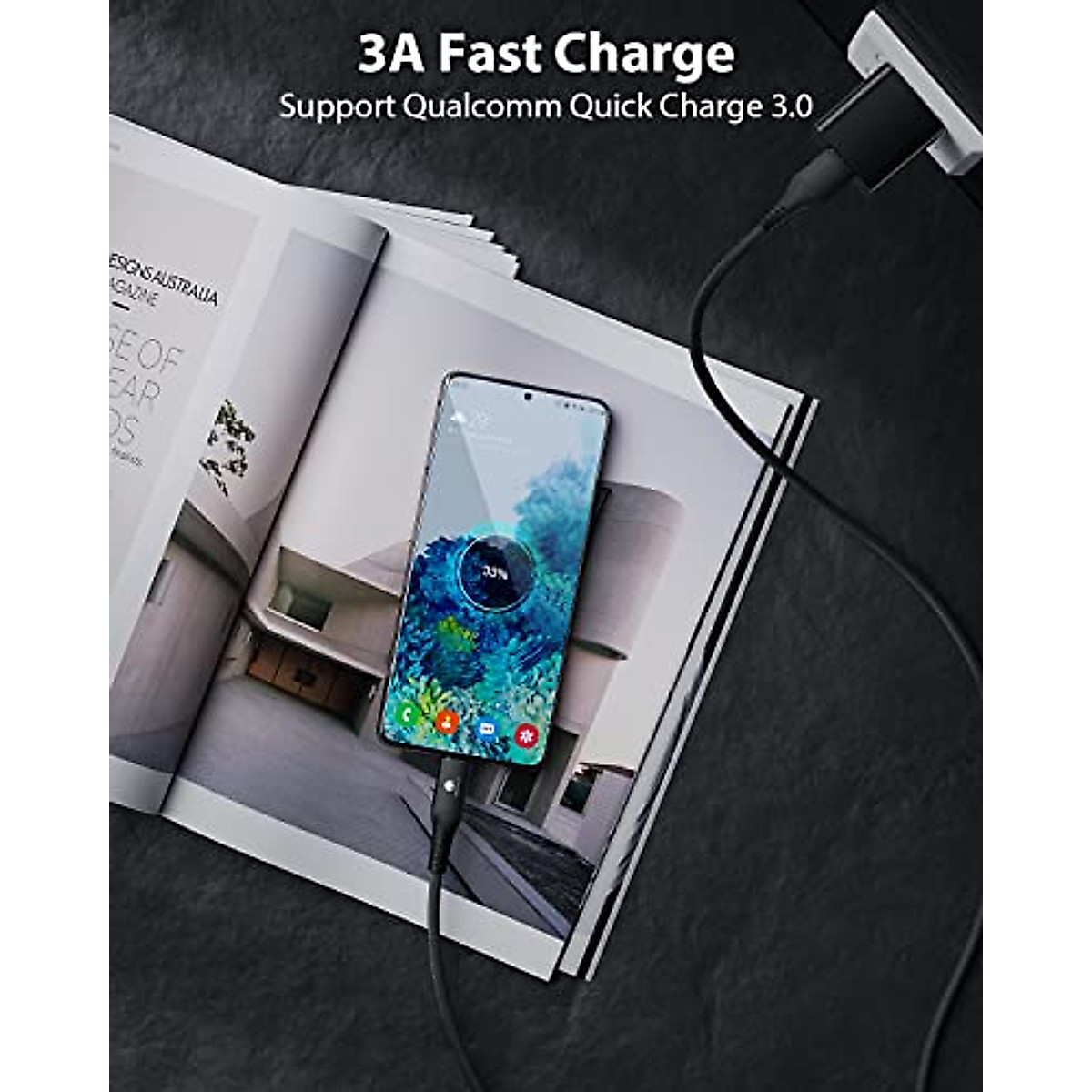 CONMDEX Android Auto USB C Cable (2ft+3ft+6ft), 10Gbps USB 3.1 Gen 2 USB-A to USB-C Cable 3A Fast Charging Type C Charger Cord, Braided USB C Data Cable Compatible Samsung Galaxy S23, Google Pixel