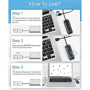 Pukapro Mouse Jiggler Undetectable Mouse Mover Wiggler Driver-Free Automatic Mouse Shaker, Undetectable USB Mouse Jiggler with ON/Off Switch, Plug & Play- Black