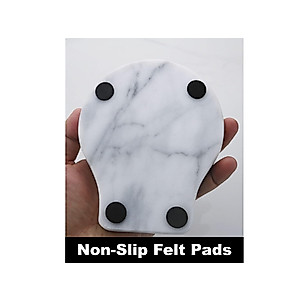 Marble Spoon Rest for Kitchen Counter, Cooking Utensil Holder for Stove Top, Spatula, Tongs Holder with Non-Slip Silicone Feet