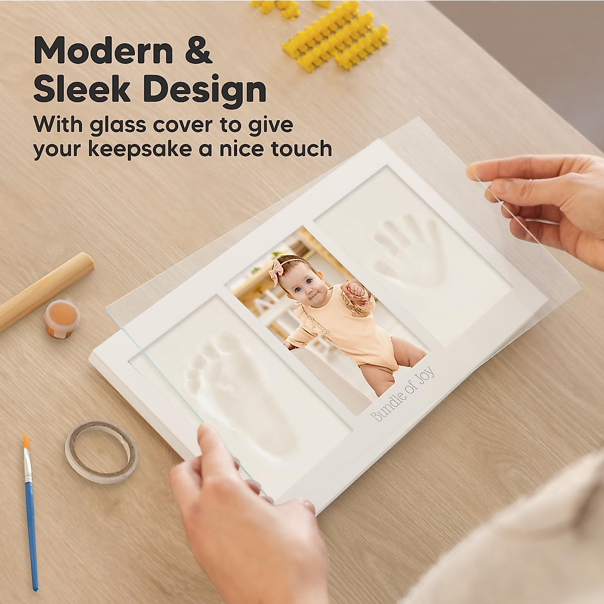 Baby Hand and Footprint Kit - Personalized Baby Gifts, Baby Footprint Kit, Newborn Keepsake Baby Handprint Kit, Baby Nursery Decor, New Baby Gift Sets, Baby Shower Gifts for Girls, Boys (Alpine White)