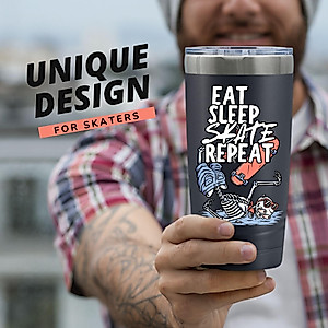 Onebttl Skateboard Gifts, Skateboarding Coffee Travel Mug for Skating Lovers, Men, Women, Daughter - Stainless Steel 20Oz Tumbler