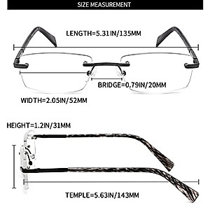 JJWELL 3 Pack Reading Glasses for Men Blue Light Blocking, Lightweight Rimless Metal Mens Eyeglasses Readers, Anti Eyestrain/Dryness/Computer Glare/UV 400, Spring Hinge Eyeglasses(175 Strength)