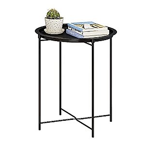JERAOL Round Side Table Set of 2 with Storage, Metal End Table for Living Room Bedroom and Outdoor,Easy to Clean Strong and Durable Iron Sofa Table for Small Space, Easy Assembly