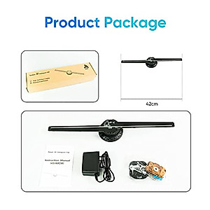 DIGISYNTHETIC 3D Holographic Fan, 224LED 16.5inch Diameter Animated projectionfan, Dispiy Air Fan Video Projector is Best for Business Store Shop Holiday Events Display, black