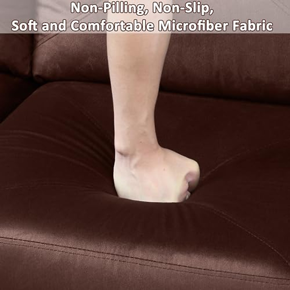 LostCat 97" W Sectional Sofa with Chaise, Modular Sectional Sofa, Microfiber Fabric Modular Couch, L Shaped Sofas & Couches Sectional Couches for Living Room Furniture Sets, Brown