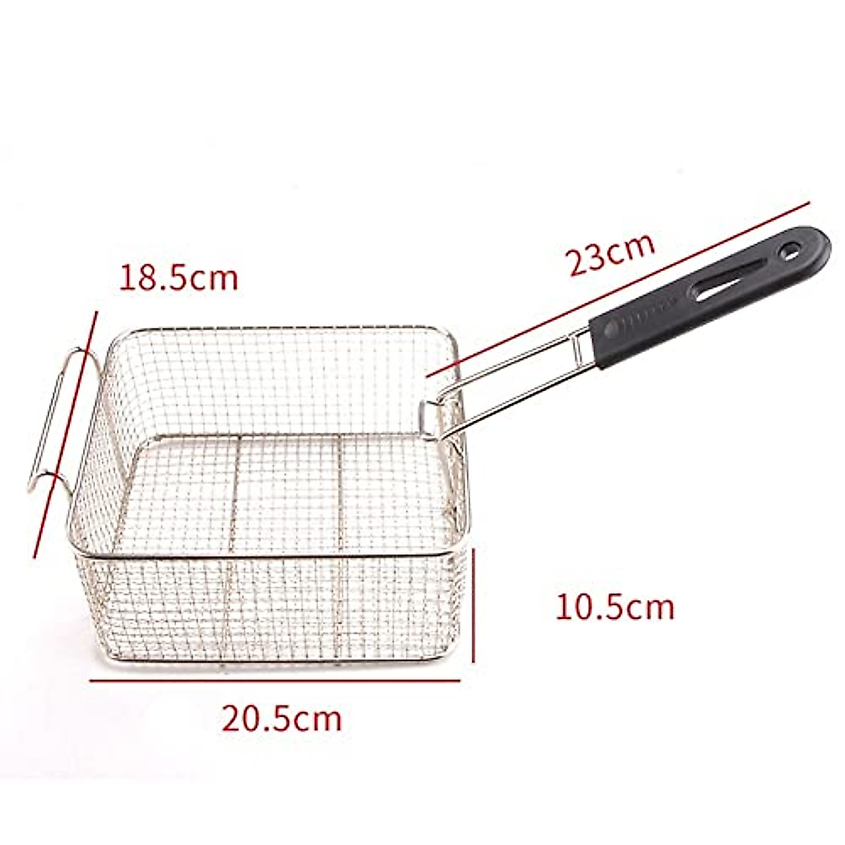 JUNXIAN Deep Frying Basket Stainless Steel Frying Basket With Handle Food Basket Square Hanging Removable Filter Fryer Frying Net