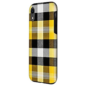 iPhone XR Yellow Black Tartan Plaid Pattern 80s Design Case