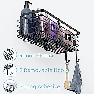 AIAIWAN 2 Pack Shower Caddy, Shower Caddy Shelf with Hooks Storage Rack Organizer Adhesive Stainless Steel Without Drilling for Bathroom, Dorm and Kitchen