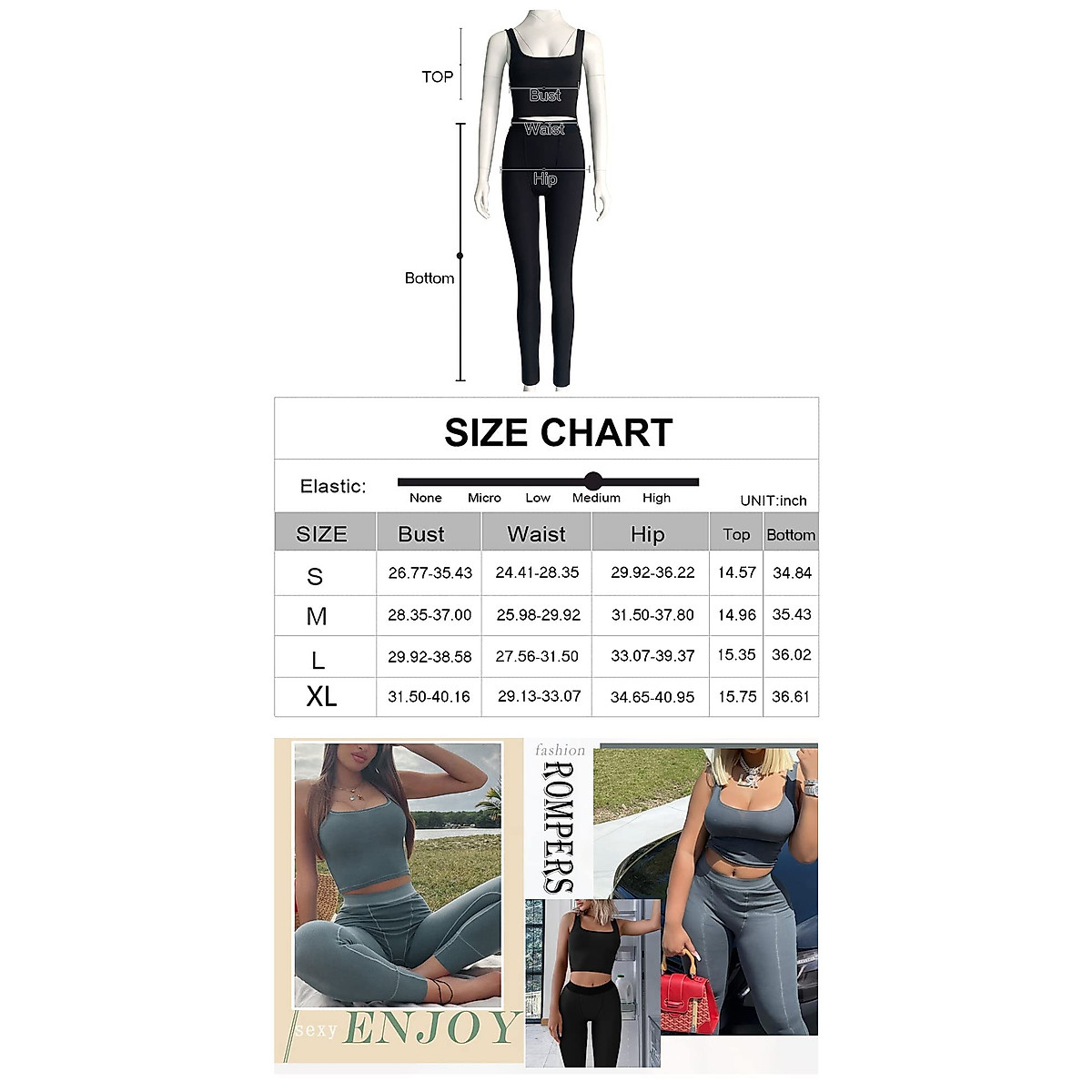 LICOBOD Casual Workout Sets 2 Piece Outfits for Women Ribbed Crop Tank Top High Waist Yoga Leggings Lounge Wear Tracksuit
