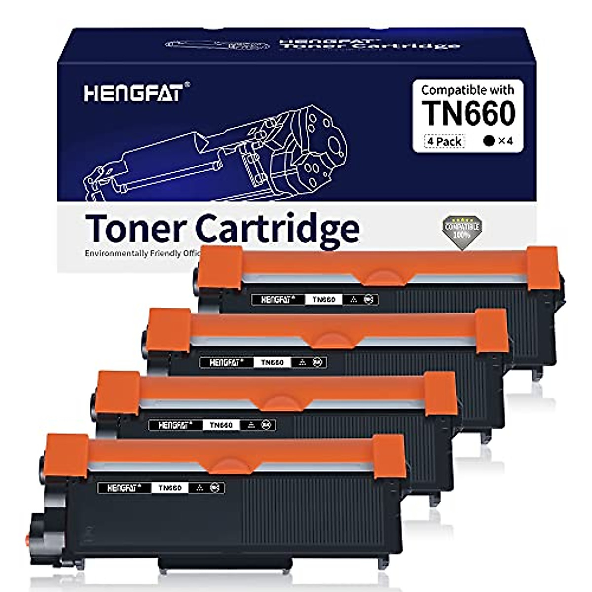 HENGFAT TN660 Compatible Toner Cartridge Replacement for Brother TN660 TN-660 TN630 Toner for DCP-L2540DW HL-L2300D HL-L2320D HL-L2380DW HL-L2340DW MFC-L2700DW MFC-L2720DW MFC-L2740DW (Black 4-Pack)
