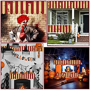 Chunnin Halloween Circus Awning Horror Circus Carnival Party Decorations Circus Bloody White and Red Striped Pennant Banner Creepy Carnival Tent for Halloween Eve Circus Theme Party Decorations