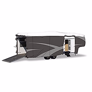 ADCO 36858 Designer Series Olefin HD Fifth Wheel Trailer Cover 40' 1" - 43', Gray/White